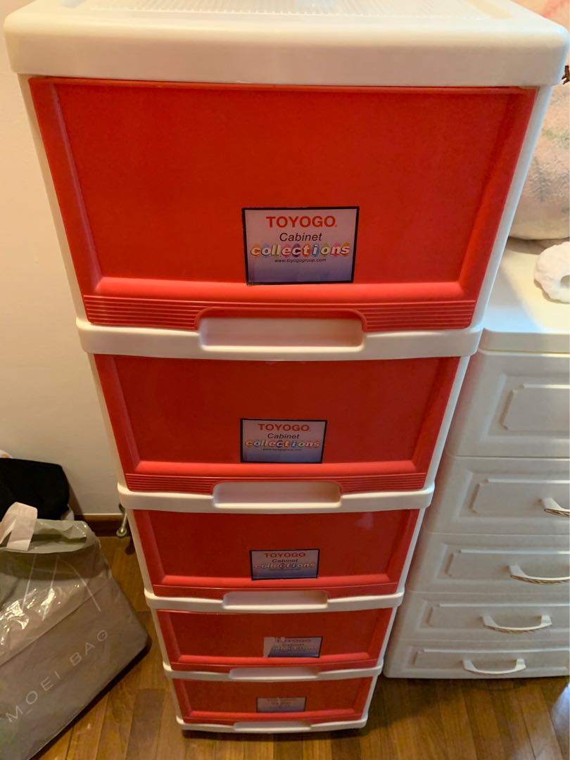 Toyogo red plastic drawers, Furniture & Home Living, Home Improvement ...
