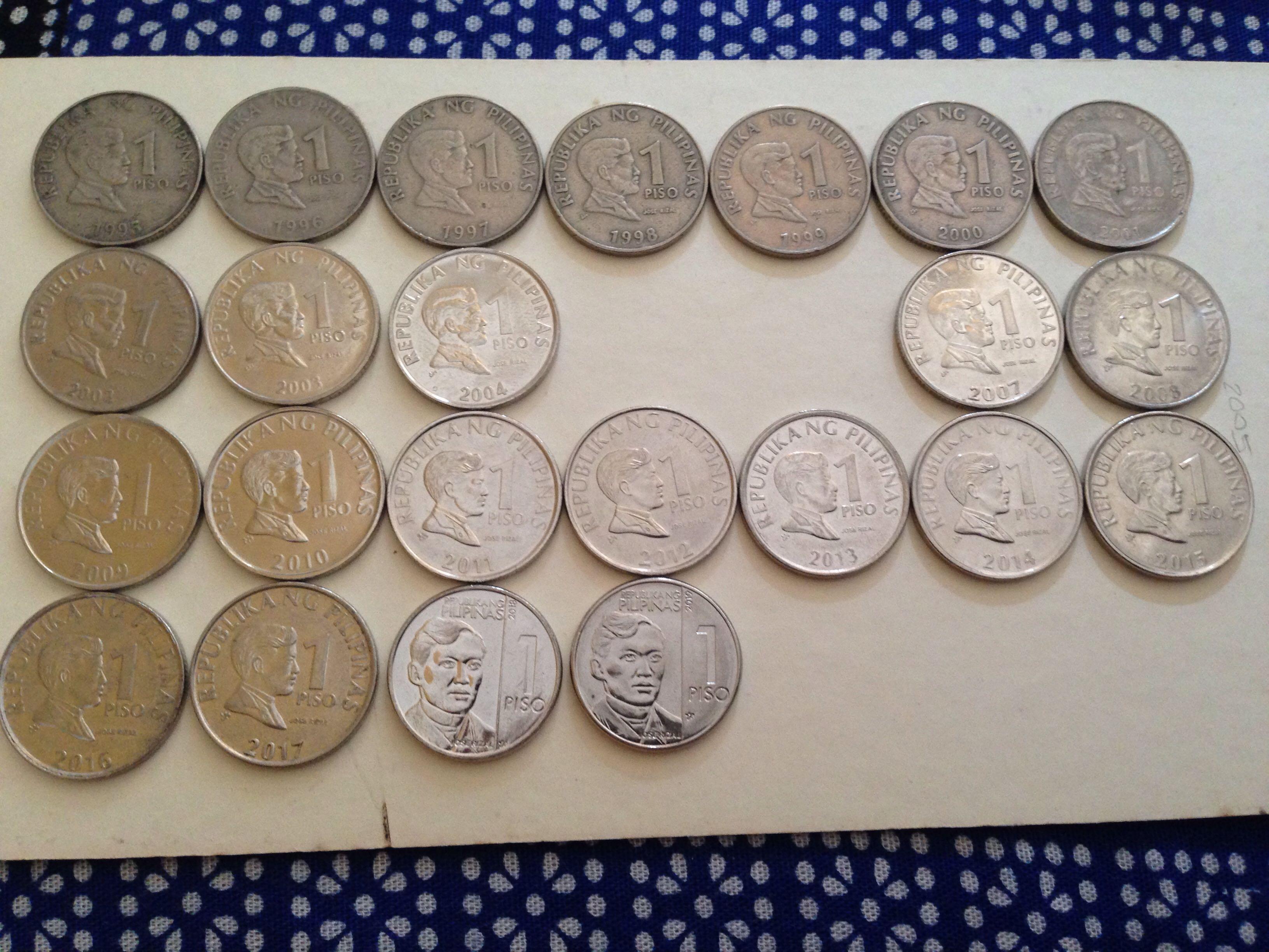 1-Peso Coins from 1995 to 2019 (TAKE ALL SET for only P50.00 ...