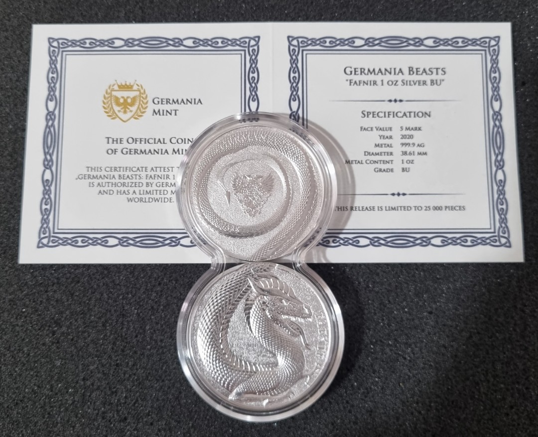 2020 1 oz Germania Beasts: Fafnir Geminus (2 Coin Set With Dual Capsule ...
