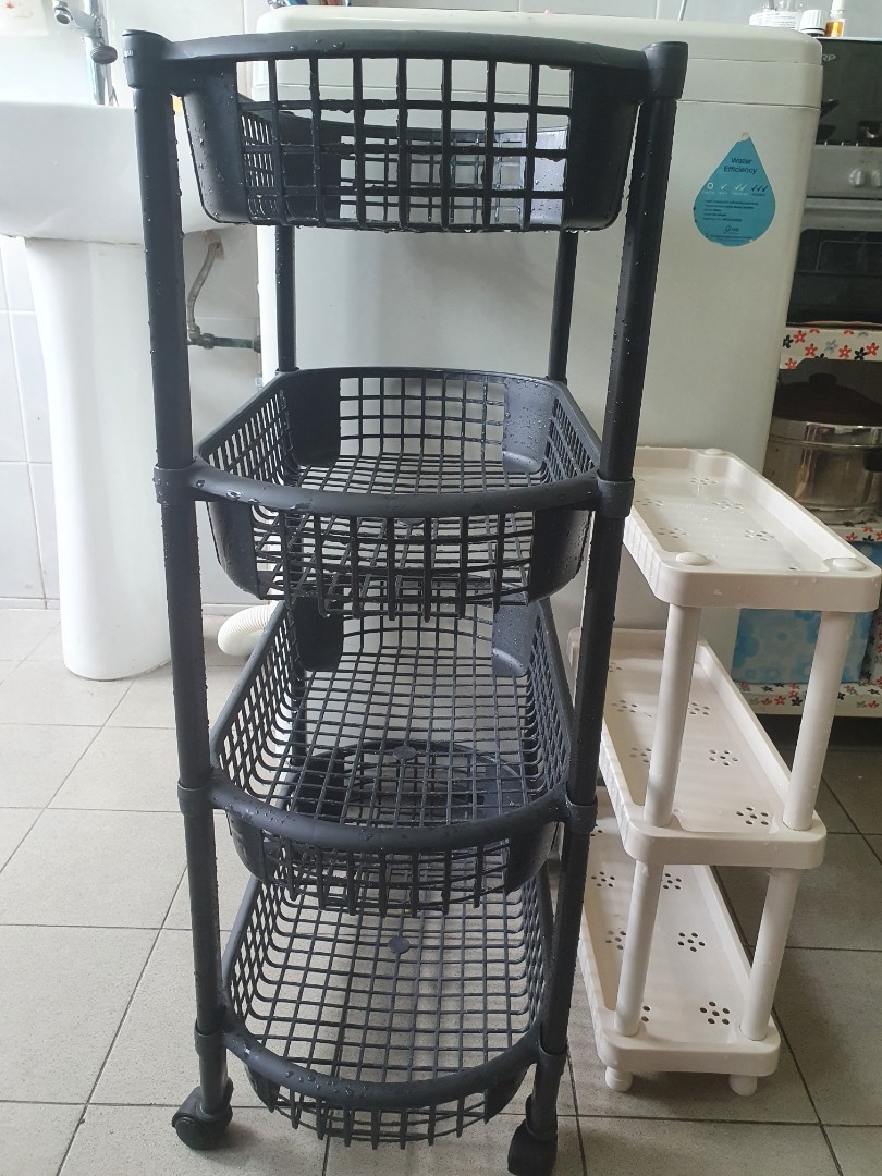 4 tier shelf with wheels and a 3 tier shelf, Furniture & Home Living ...