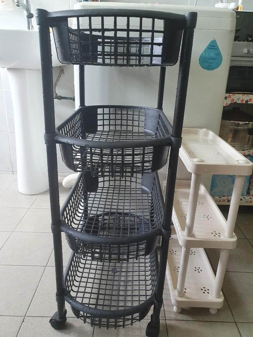 4 tier shelf with wheels and a 3 tier shelf, Furniture & Home Living ...