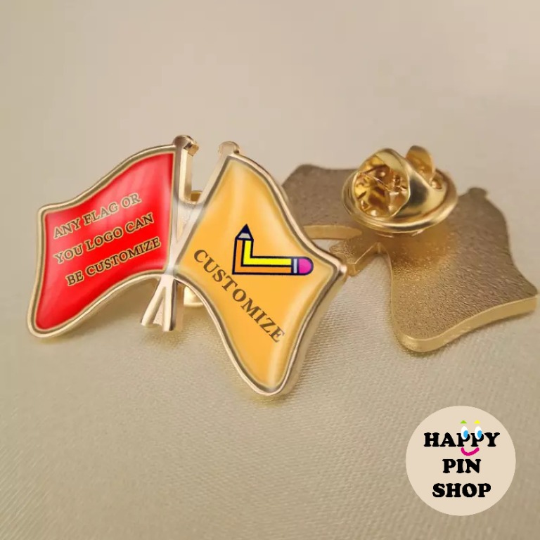 Custom Pin: Friendship Flag collar pin, Two Flag pin, Country Flag ...