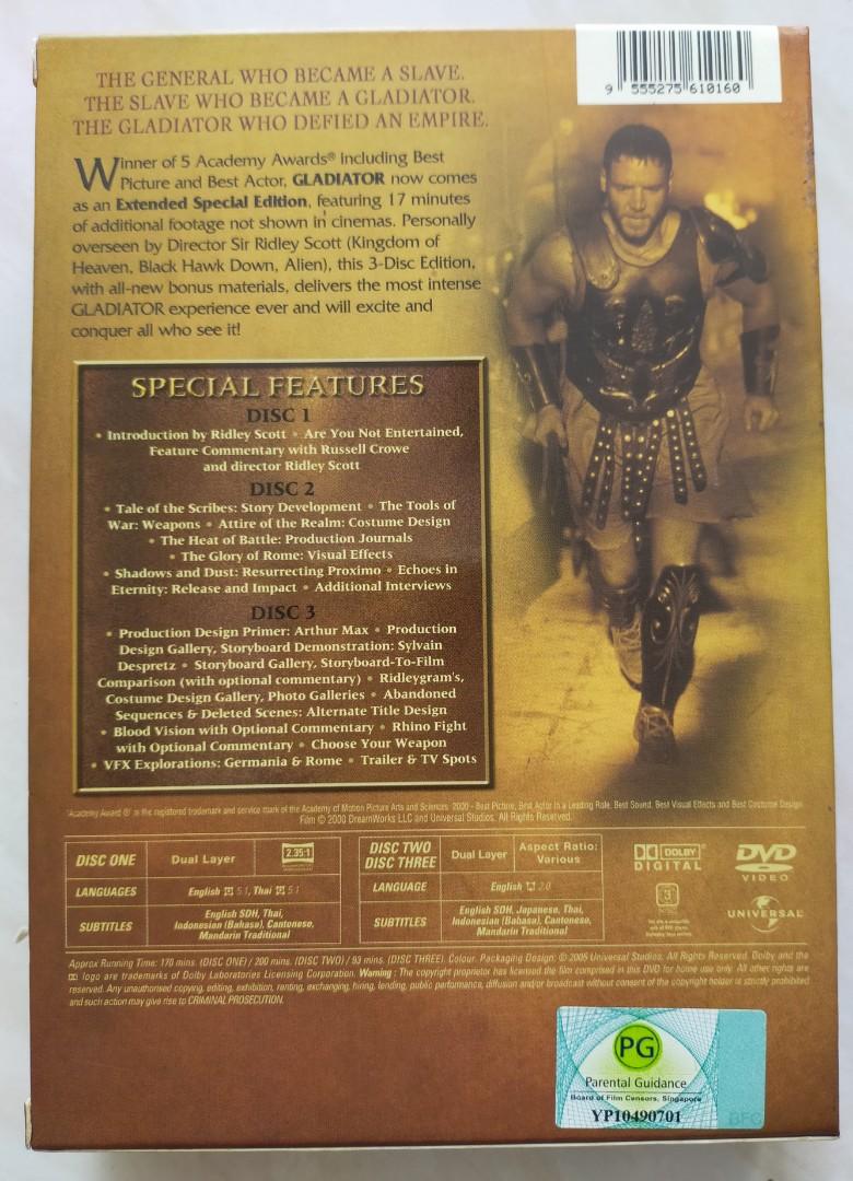 Original DVD Gladiator Extended Boxset Special Edition, Hobbies & Toys ...