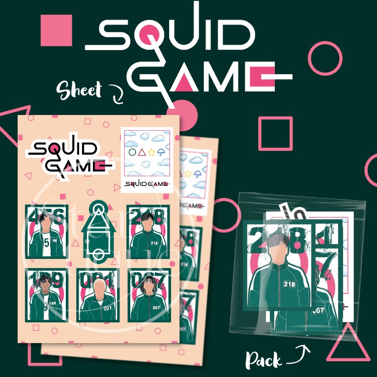 SQUID GAME STICKER SHEET & PACK, Hobbies & Toys, Collectibles ...
