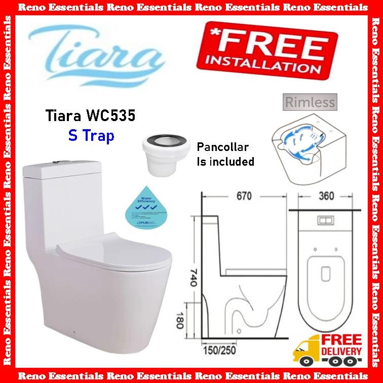 Tiara toilet bowl // Rimless WC 535, Furniture & Home Living, Bathroom ...