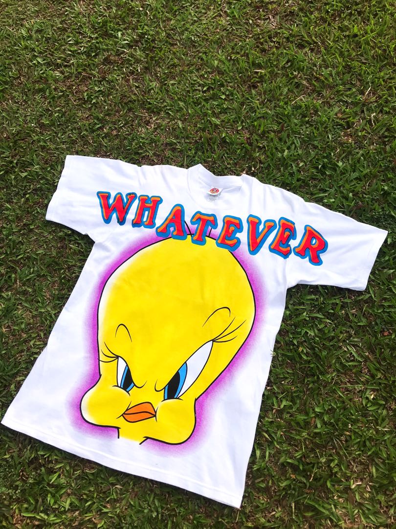 Vintage Tweety Bird “WHATEVER” Big Face, Men's Fashion, Tops & Sets ...