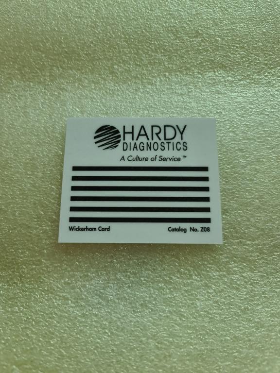 Wickerham Card, Z08, Hardy Diagnostics, Turbidity, McFarland Standard ...