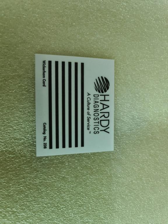 Wickerham Card, Z08, Hardy Diagnostics, Turbidity, McFarland Standard ...