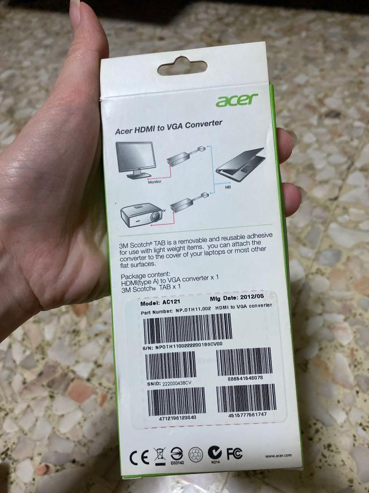 Acer HDMI to VGA converter, Computers & Tech, Parts & Accessories ...