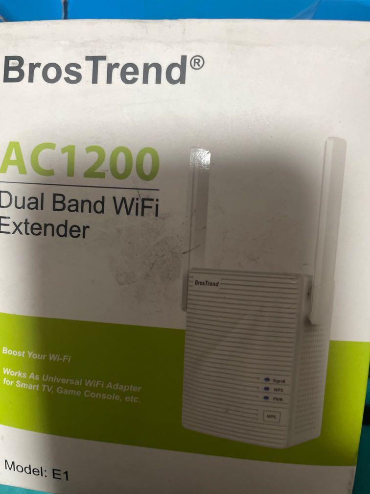BrosTrend WiFi Extender 1200Mbps Internet Signal Booster Range Repeater, Add Coverage up to 1200 ...