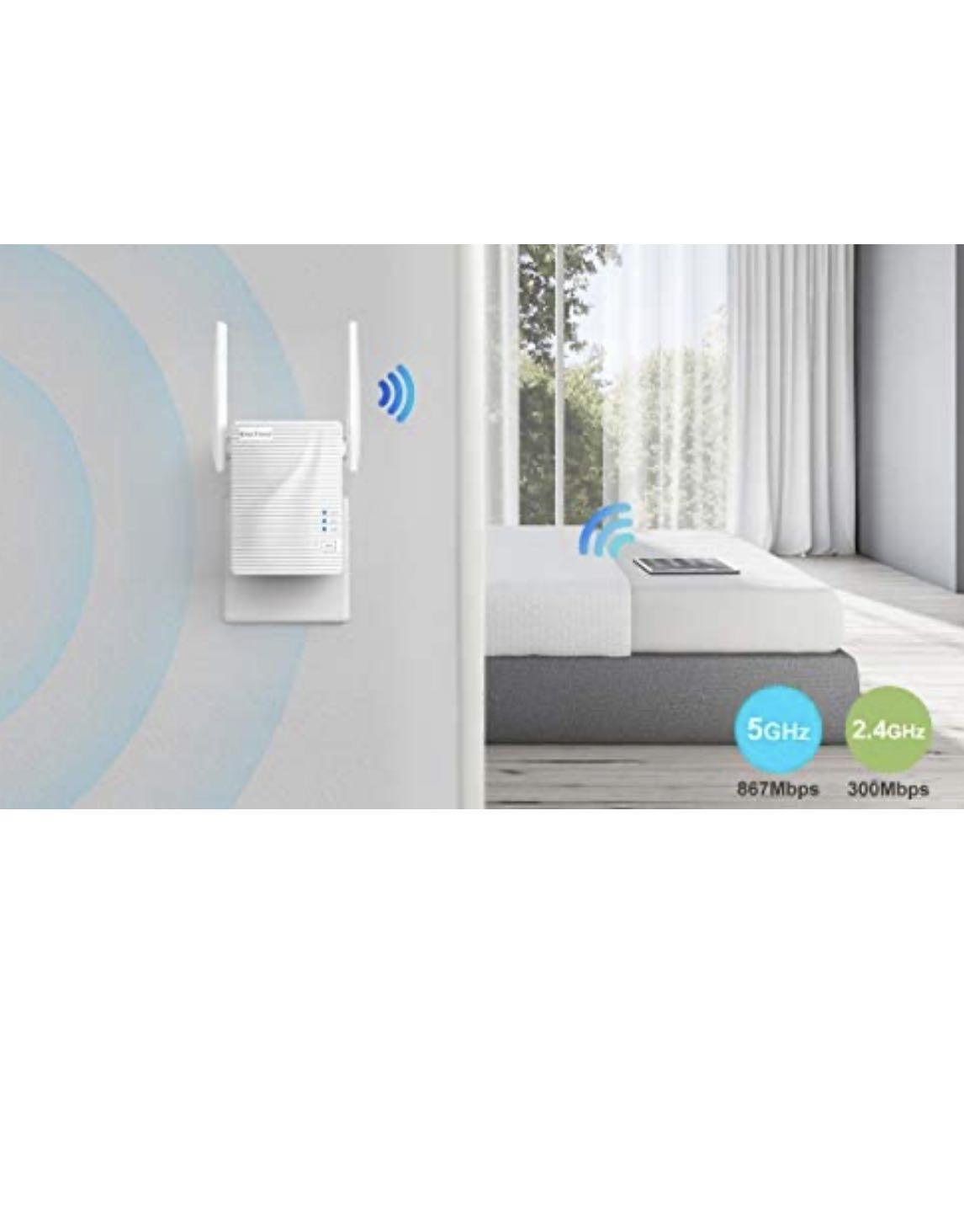 BrosTrend WiFi Extender Mbps Internet Signal Booster Range Repeater Add Coverage Up To