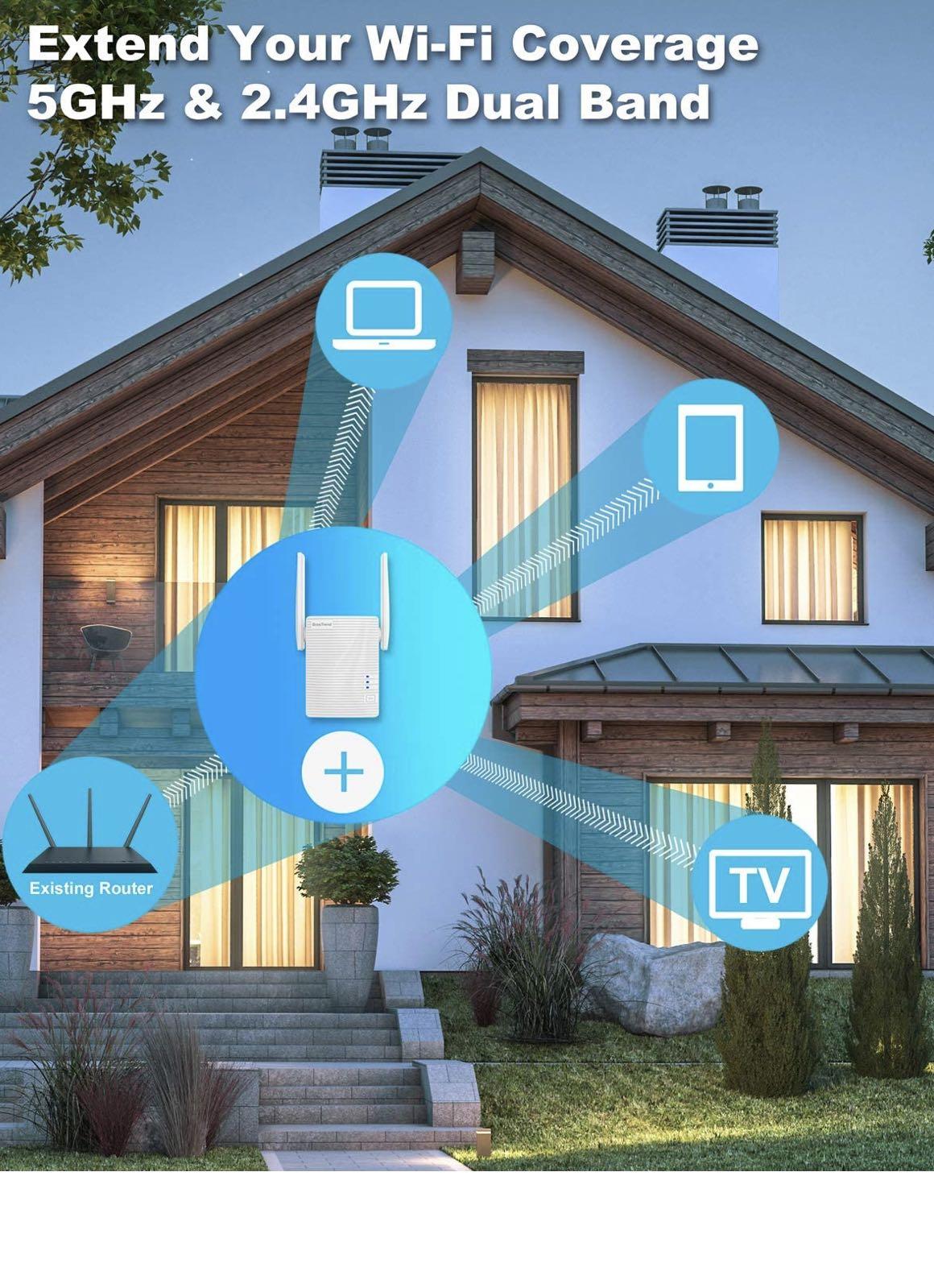 Brostrend Wifi Extender Mbps Internet Signal Booster Range Repeater Add Coverage Up To