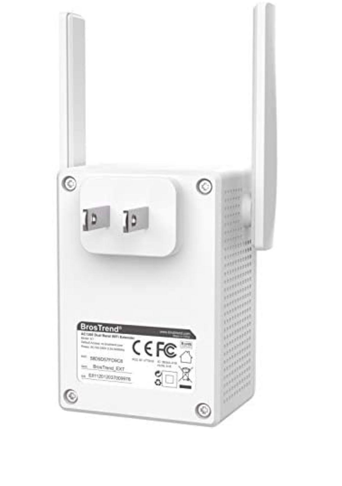 BrosTrend WiFi Extender 1200Mbps Internet Signal Booster Range Repeater ...