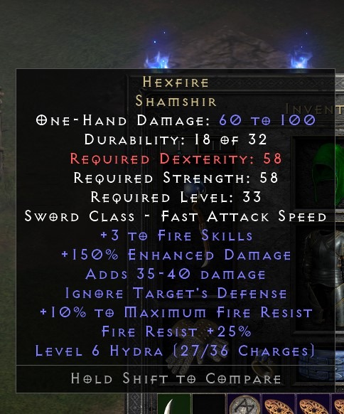 Diablo 2 Resurrected Hexfire +3 Fire Skills Weapon, Video Gaming, Gaming Accessories, In-Game ...