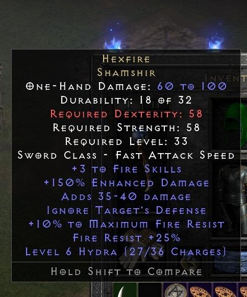 Diablo 2 Resurrected Hexfire +3 Fire Skills Weapon, Video Gaming, Gaming Accessories, In-Game ...
