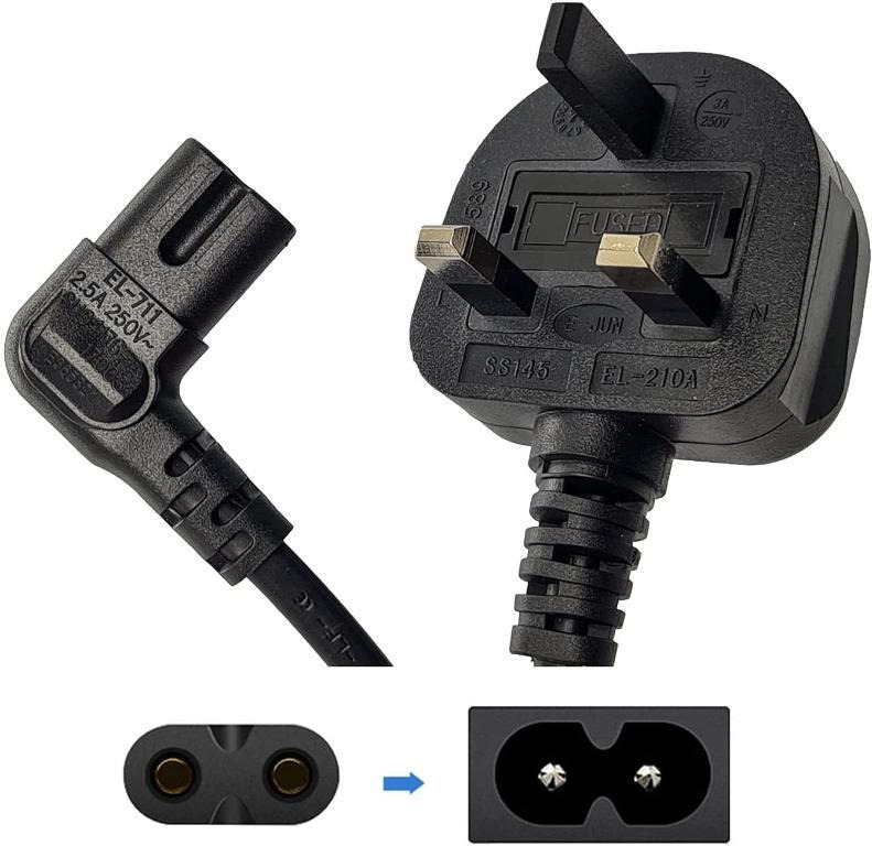 Figure Of 8 Power Cable | 2-Pin Right Angle IEC-C7 Connector SG 3 Pin ...