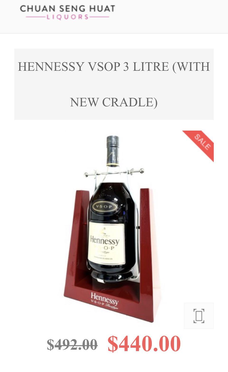Hennessy 3 L, Food & Drinks, Alcoholic Beverages on Carousell