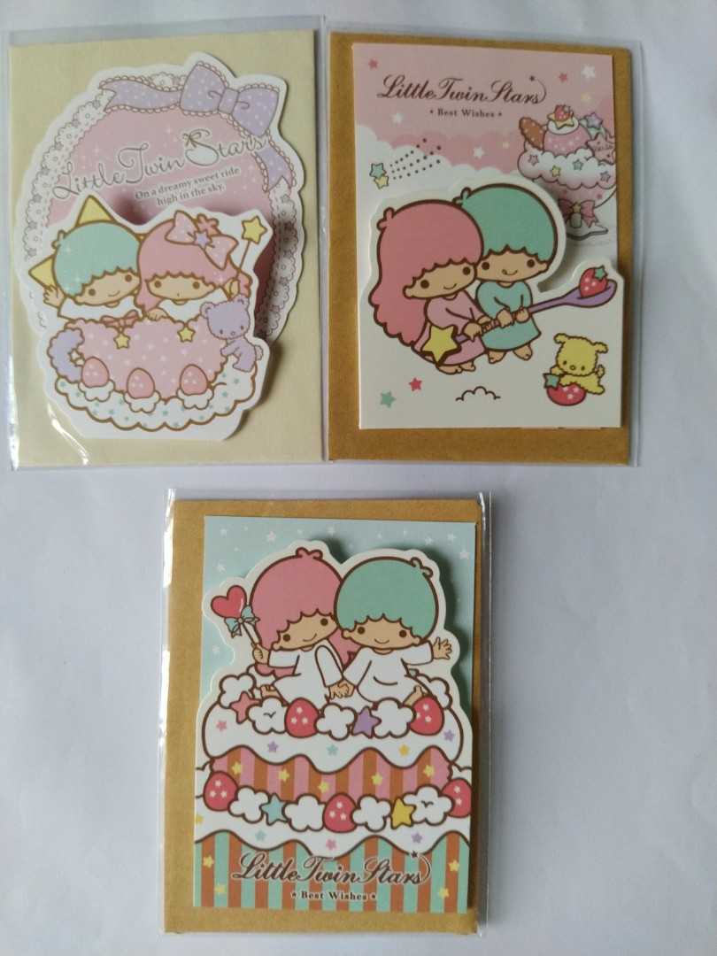 台灣Little Twin Stars 生日小卡心意卡, 興趣及遊戲, 書本 & 文具, 雜誌及其他 - Carousell