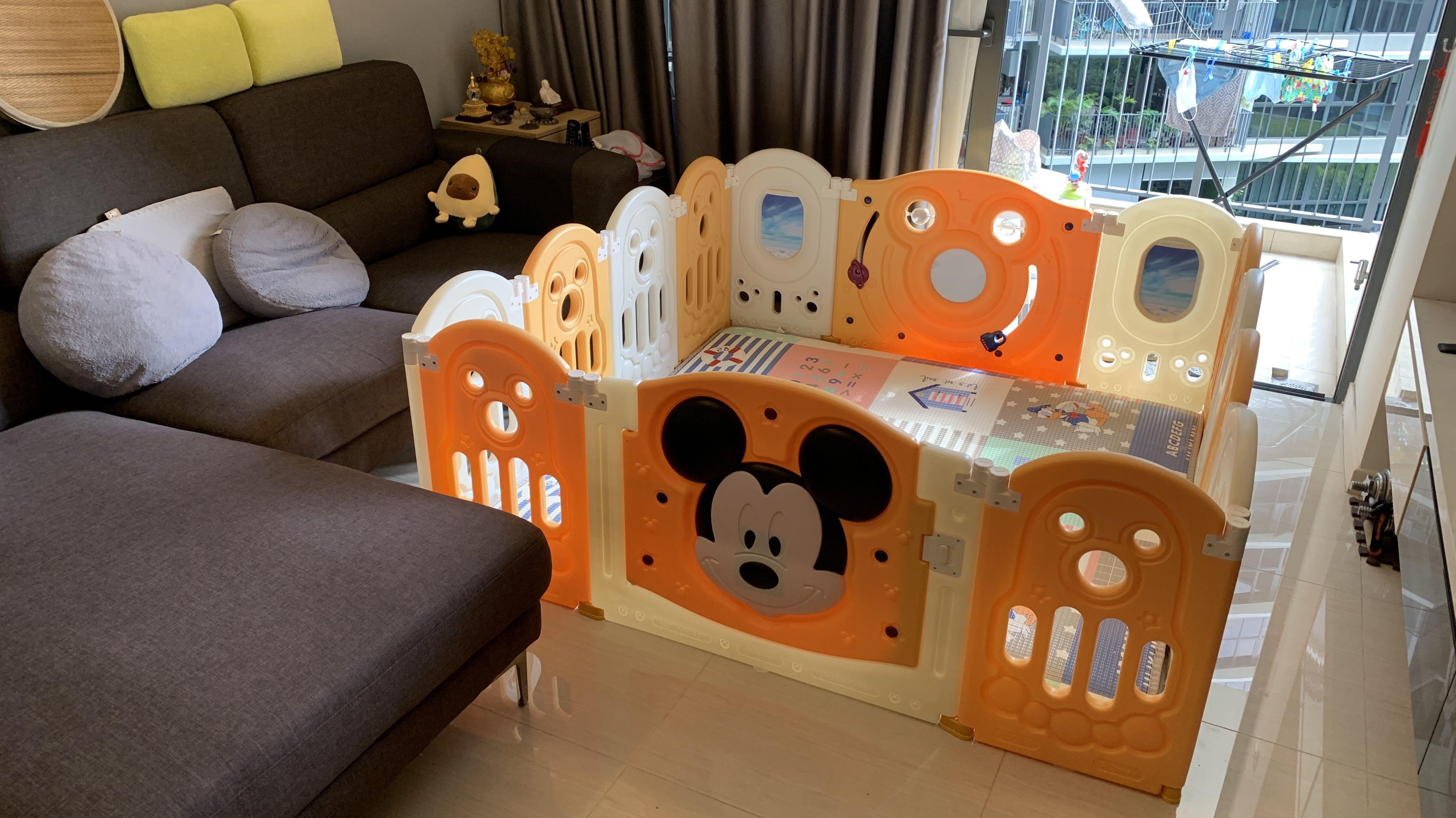 Mickey Mouse Baby Playpen 1.6 x 1.6m, Babies & Kids, Infant Playtime on ...