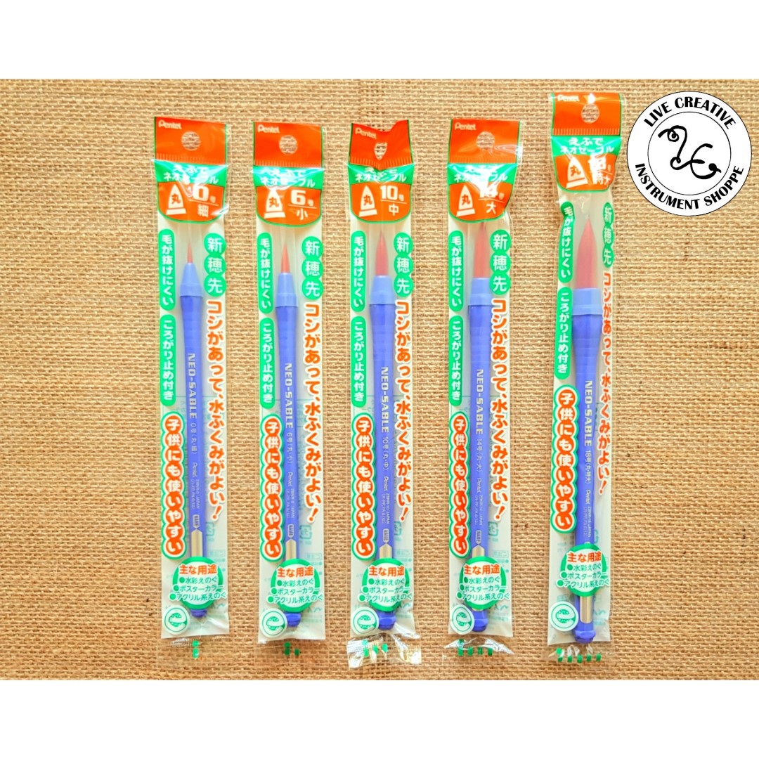 PENTEL Neo Sable ROUND Nylon Brush - XZBNR, Hobbies & Toys, Stationery ...