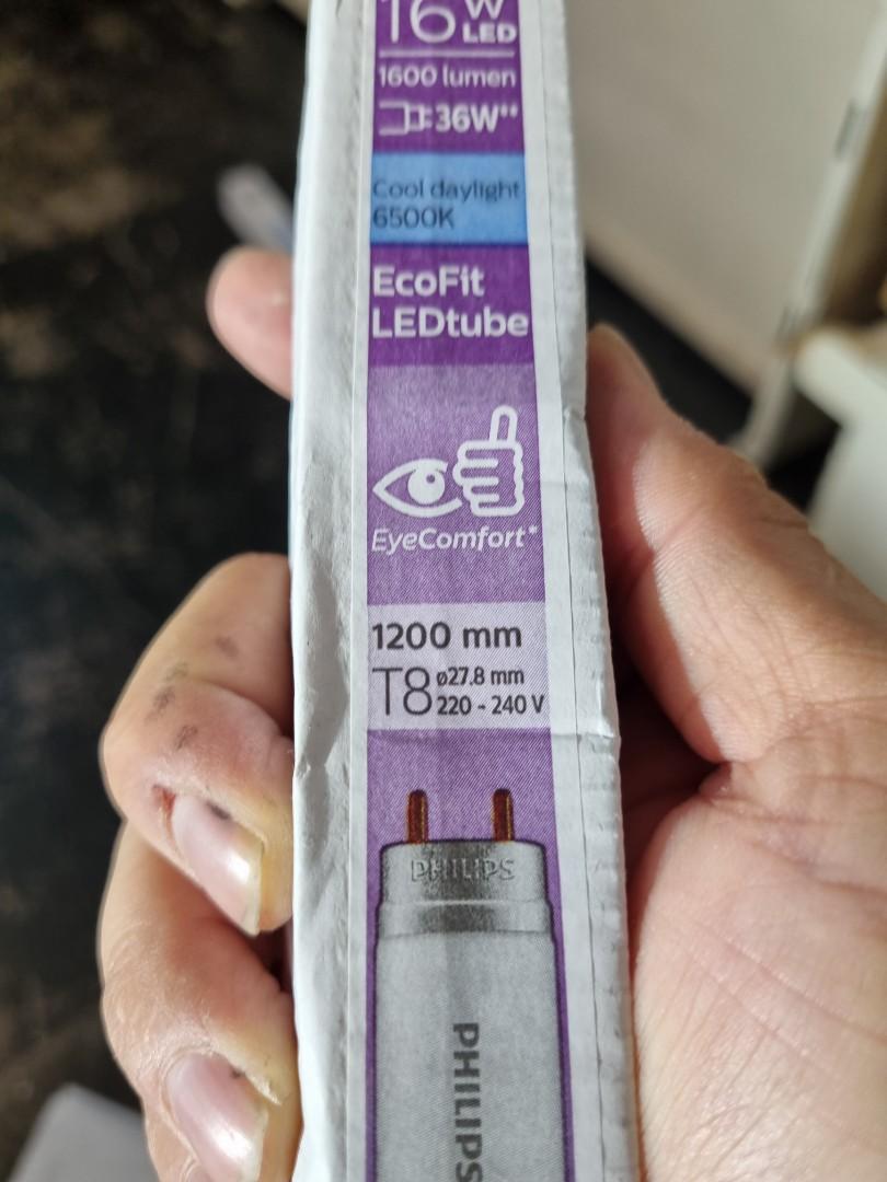 Philips 16W led T8 tube/4ft Eco fit led tube replace fluorescent, Furniture & Home Living ...