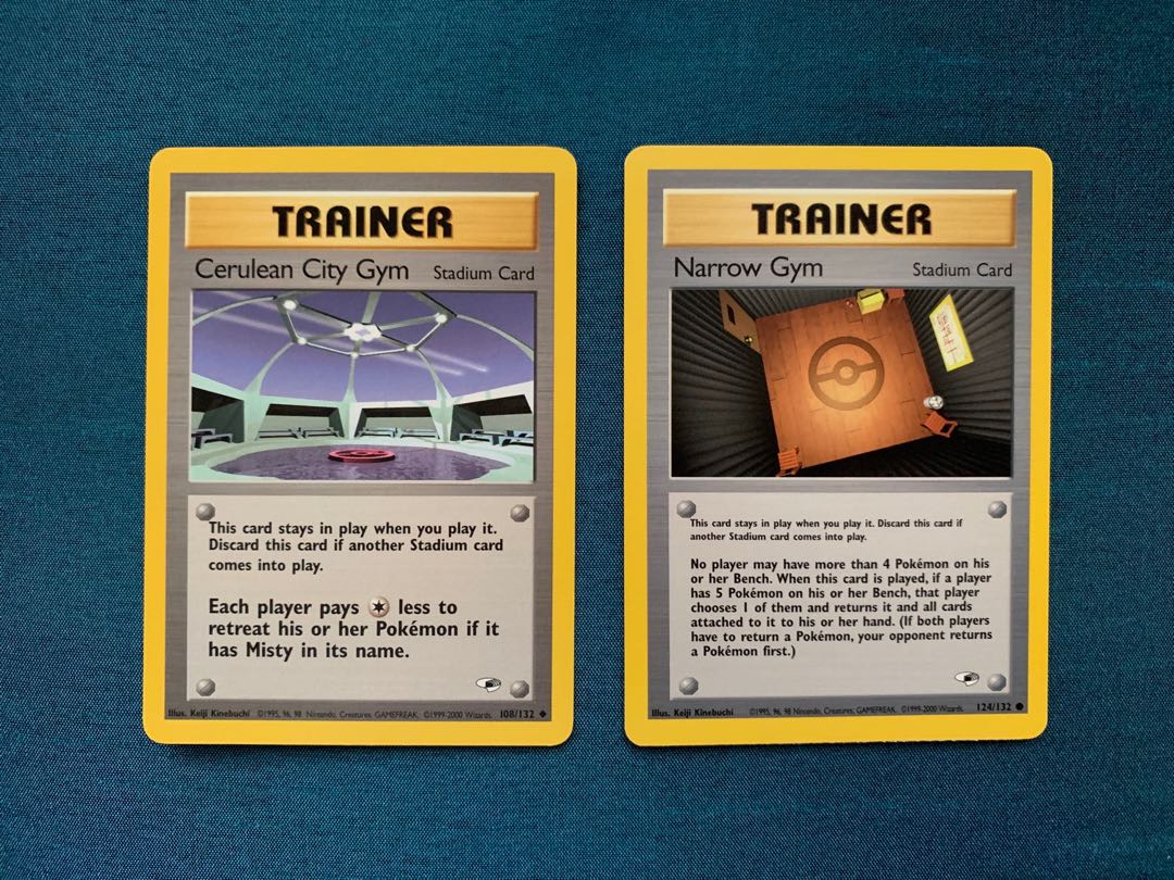 Pokemon TCG : Stadium Trainer Cards. Cerulean City Gym and Narrow Gym ...