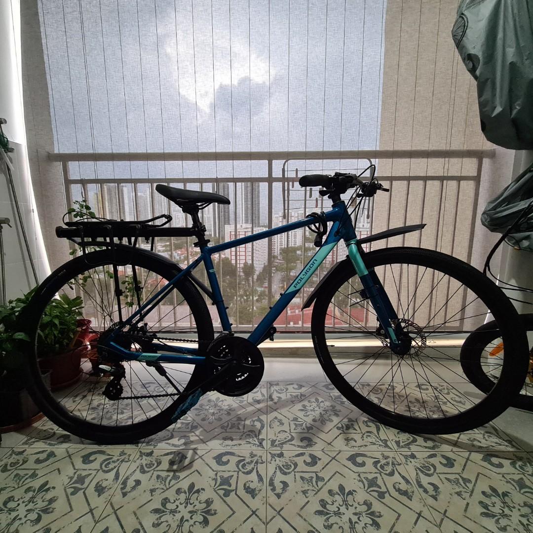 Hybrid Bike - Polygon Path 2 with rear rack and phone holder, Sports ...