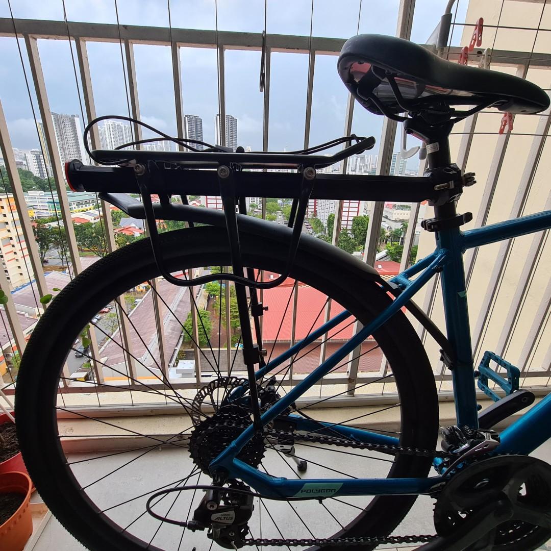 Hybrid Bike - Polygon Path 2 with rear rack and phone holder, Sports ...