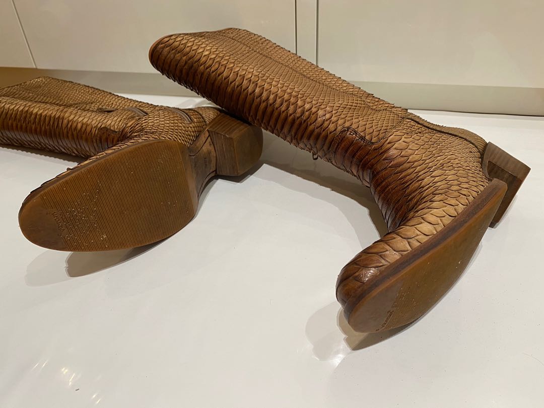 Prada genuine snake skin knee boots, Women's Fashion, Footwear, Boots ...