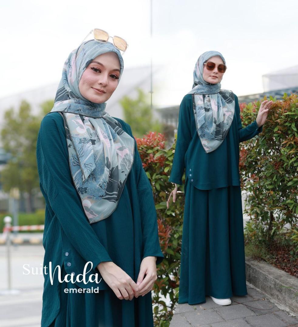 Preorder Nada Suit, Women's Fashion, Muslimah Fashion, Baju Kurung ...