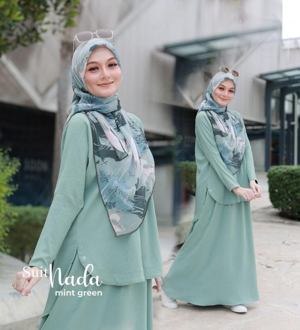 Preorder Nada Suit, Women's Fashion, Muslimah Fashion, Baju Kurung ...