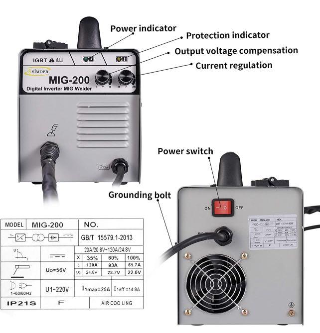 Simder MIG-200 | Digital Inverter MIG Welder, Furniture & Home Living ...