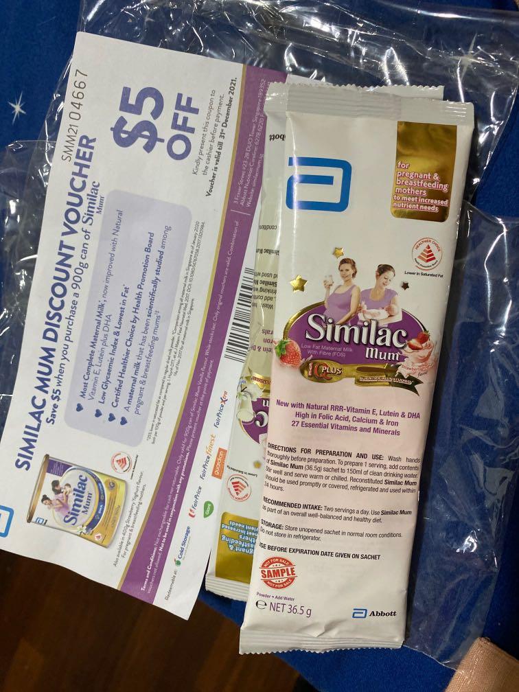 Similac mum sample sache and doscount voucher, Babies & Kids, Maternity ...