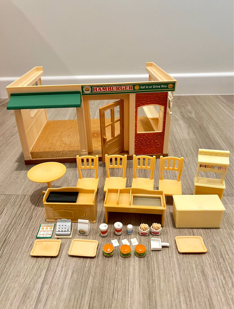 Sylvanian Families Hamburger Restaurant toy set kids game, Hobbies ...