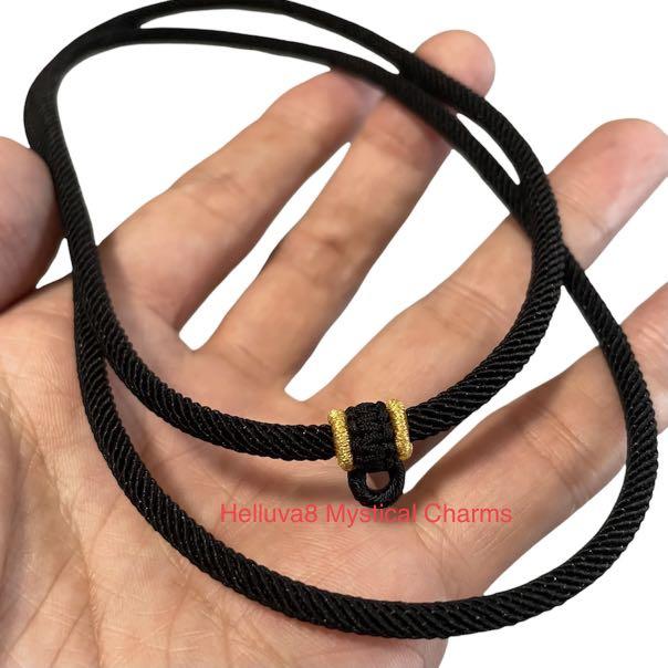 Thai Amulet Takrut 4mm Rope Necklace Chain Shown with Phra Khun Paen ...
