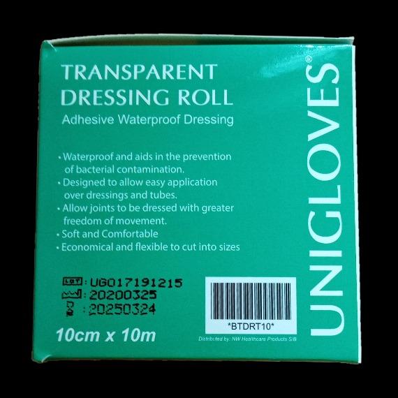 Unigloves Transparent Dressing Roll (Waterproof) 10cm x 10m, Health ...