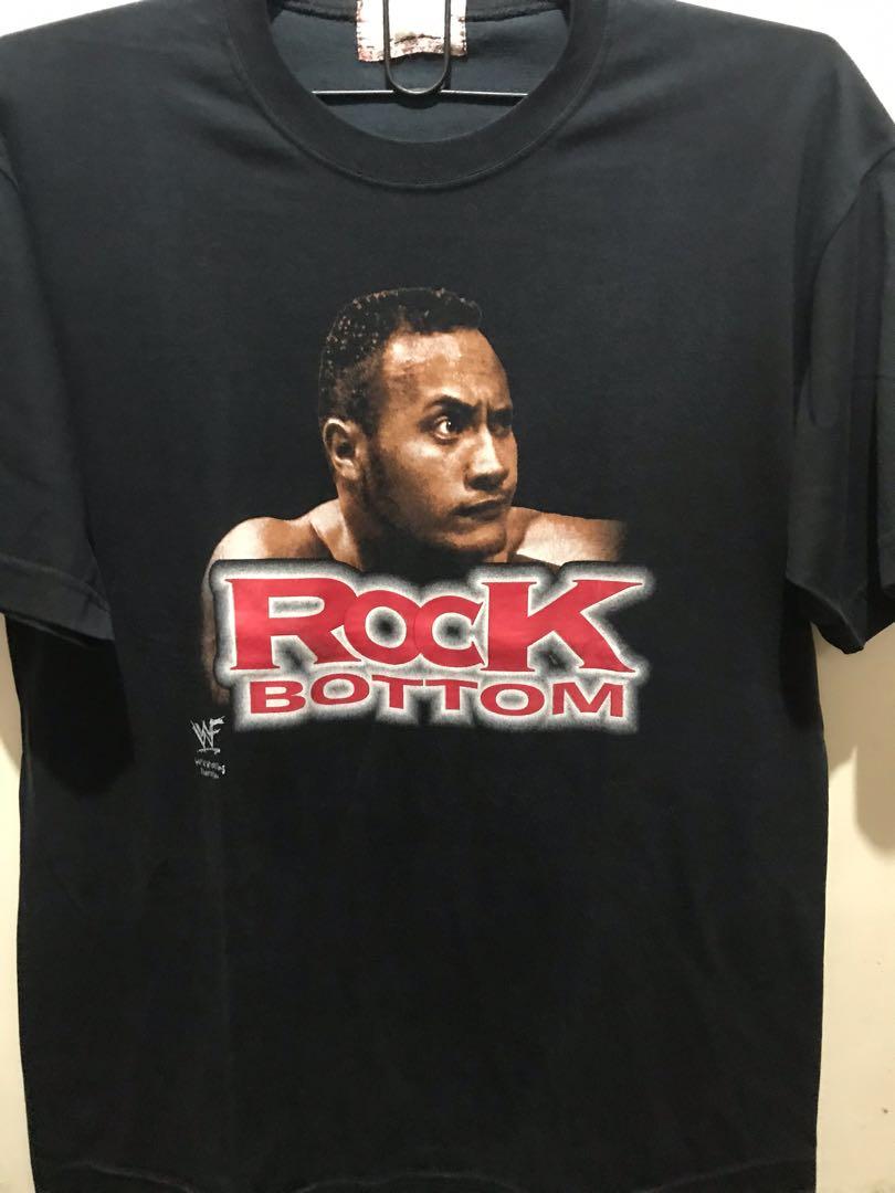Vintage 90’s WWF Rock Bottom wrestling shirt *RARE*, Men's Fashion ...