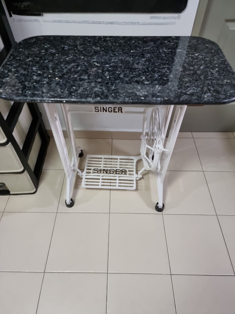 Vintage singer sewing machine/solid granite top, Furniture & Home ...
