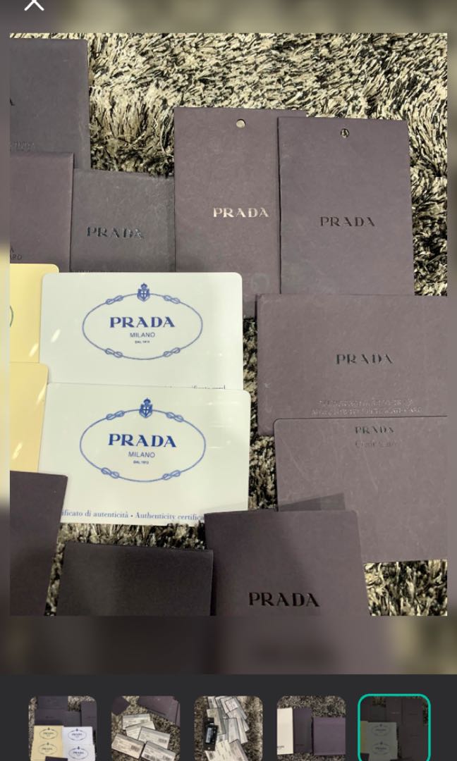 Authentic Prada authenticity card, receipt envelope, care card, price ...