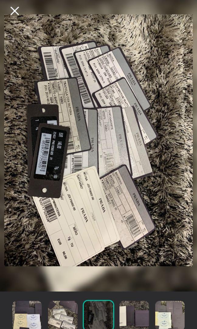 Authentic Prada authenticity card, receipt envelope, care card, price ...