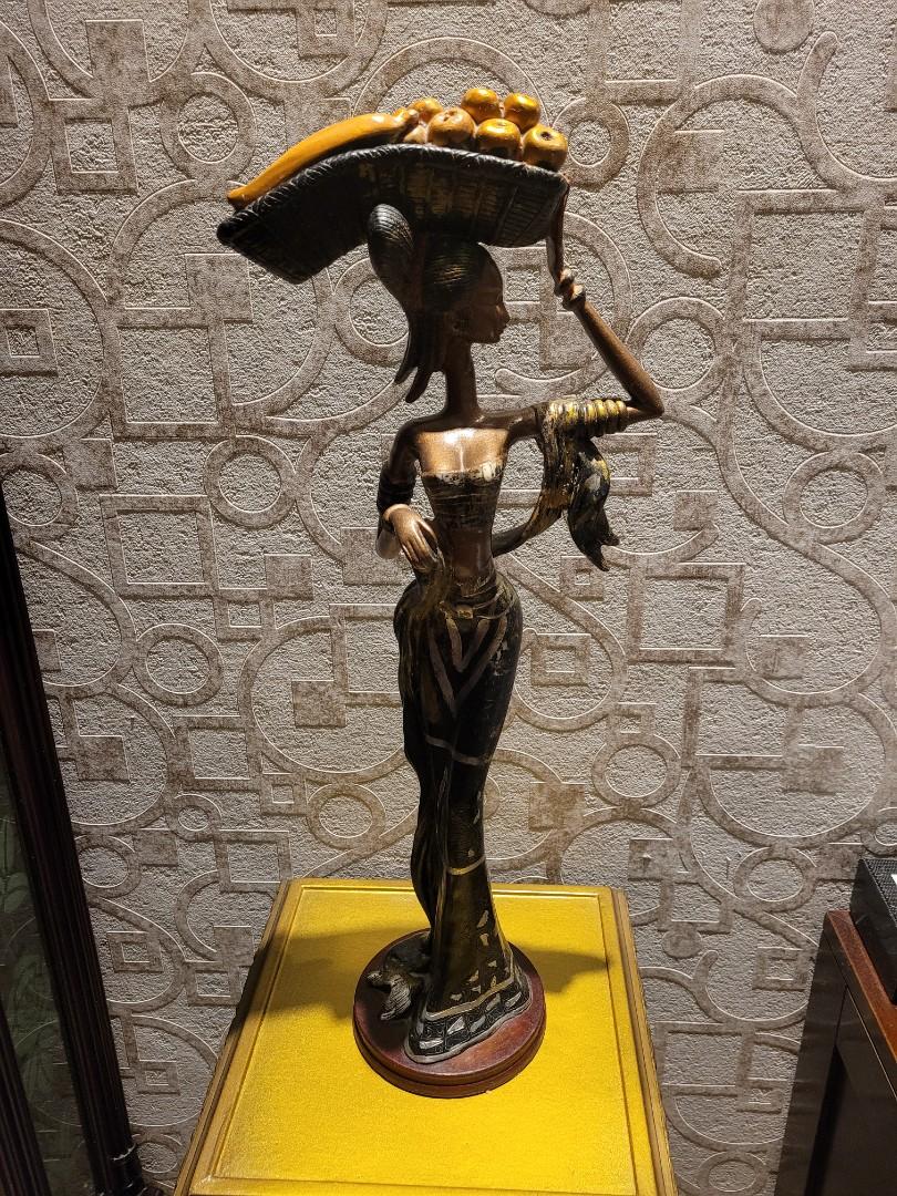 Beautiful side table with African woman showpiece, Furniture & Home ...