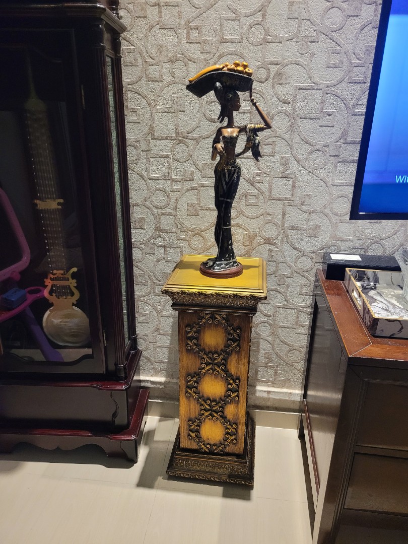 Beautiful side table with African woman showpiece, Furniture & Home ...