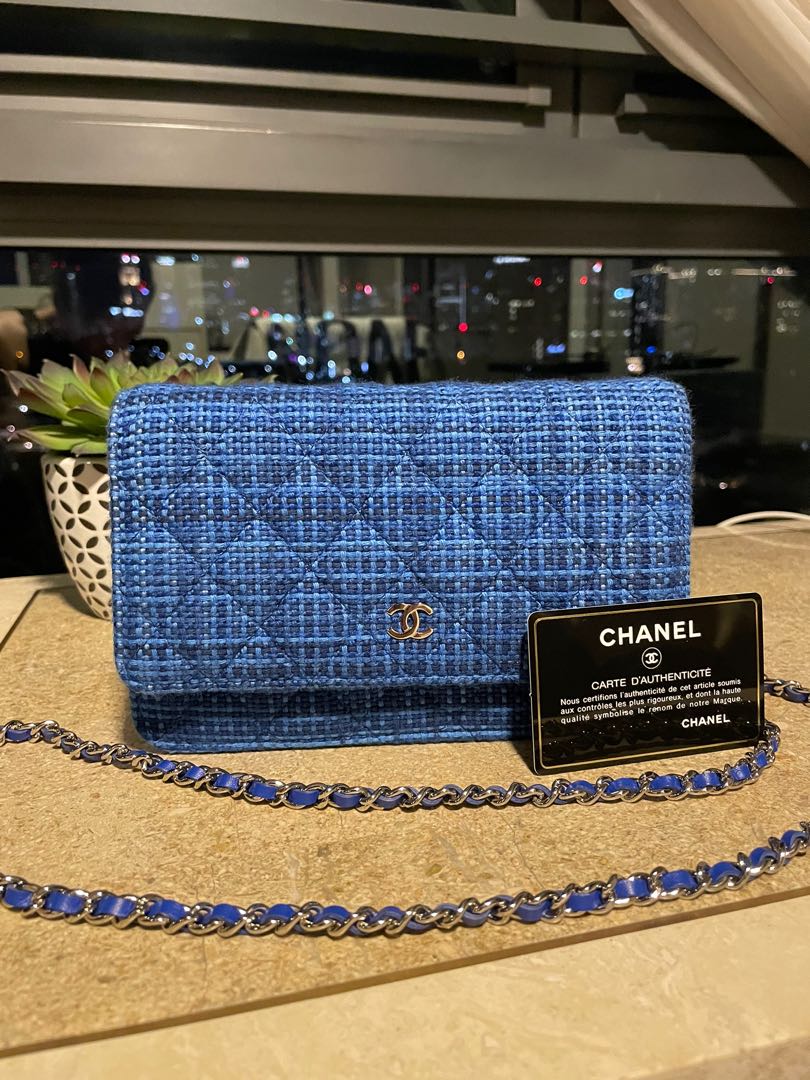 RARE Chanel WOC Blue tweed 2020, Luxury, Bags & Wallets on Carousell