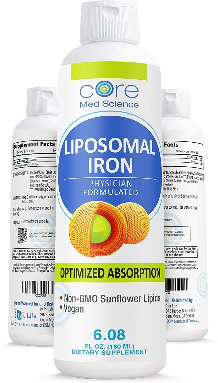 Core Med Science 脂質體鐵 6.08液量盎司 (180毫升) Liposomal Iron Liquid, 健康及營養食用品 ...