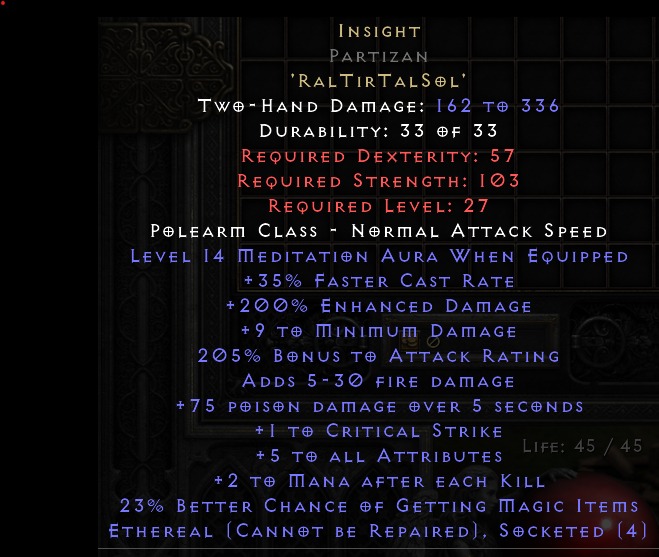 D2R | Diablo 2 Resurrected Insight in ETH Partizan Base Weapon, Video ...