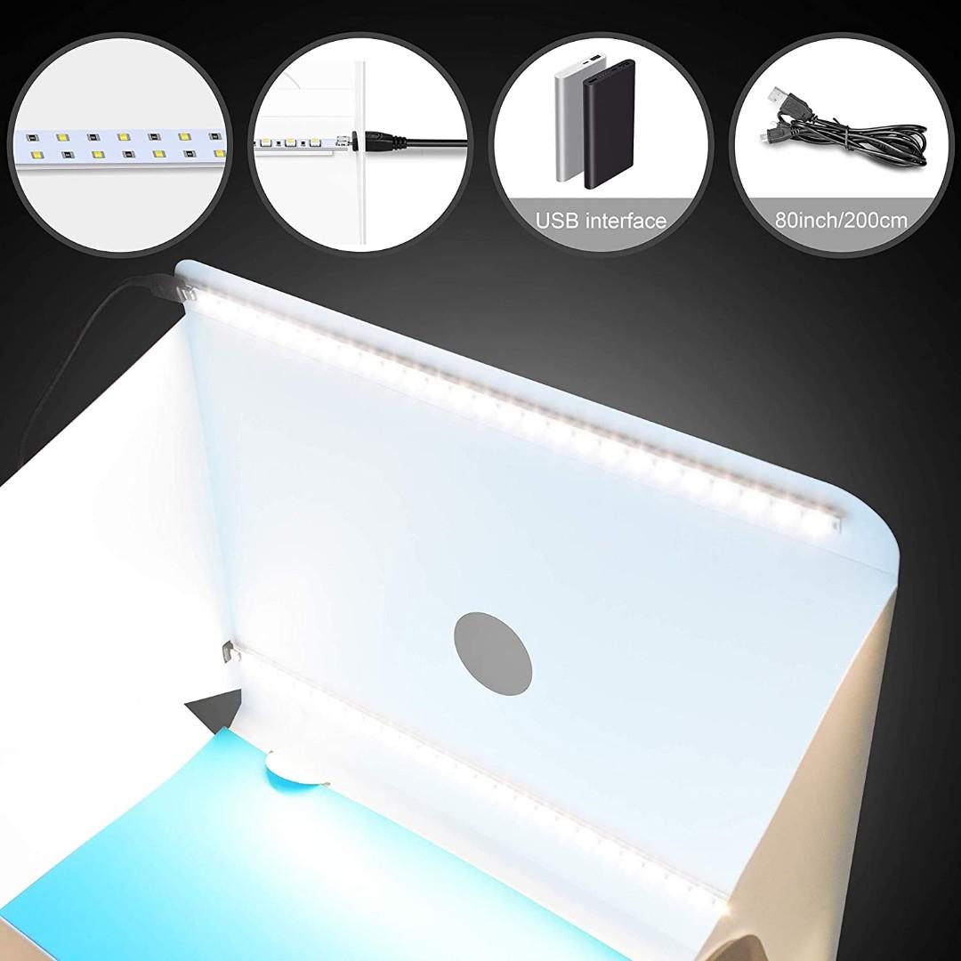 EMART 35X40cm Photography Table Top Light Box 52 LED Portable Photo ...