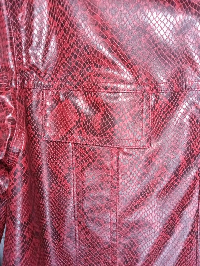 Fuda faux snake skin leather jacket, Fesyen Wanita, Pakaian Wanita ...
