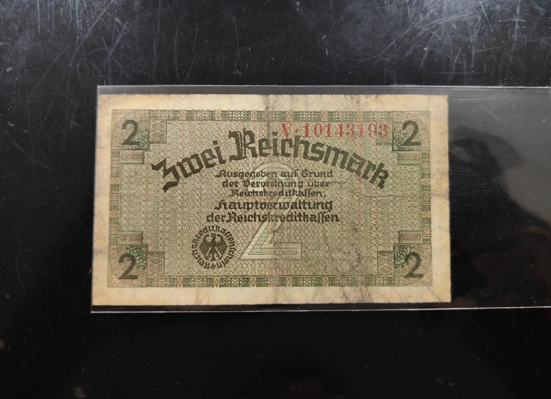 Germany Nazi WWII 2 Reichsmark Banknote Currency VG, Hobbies & Toys ...