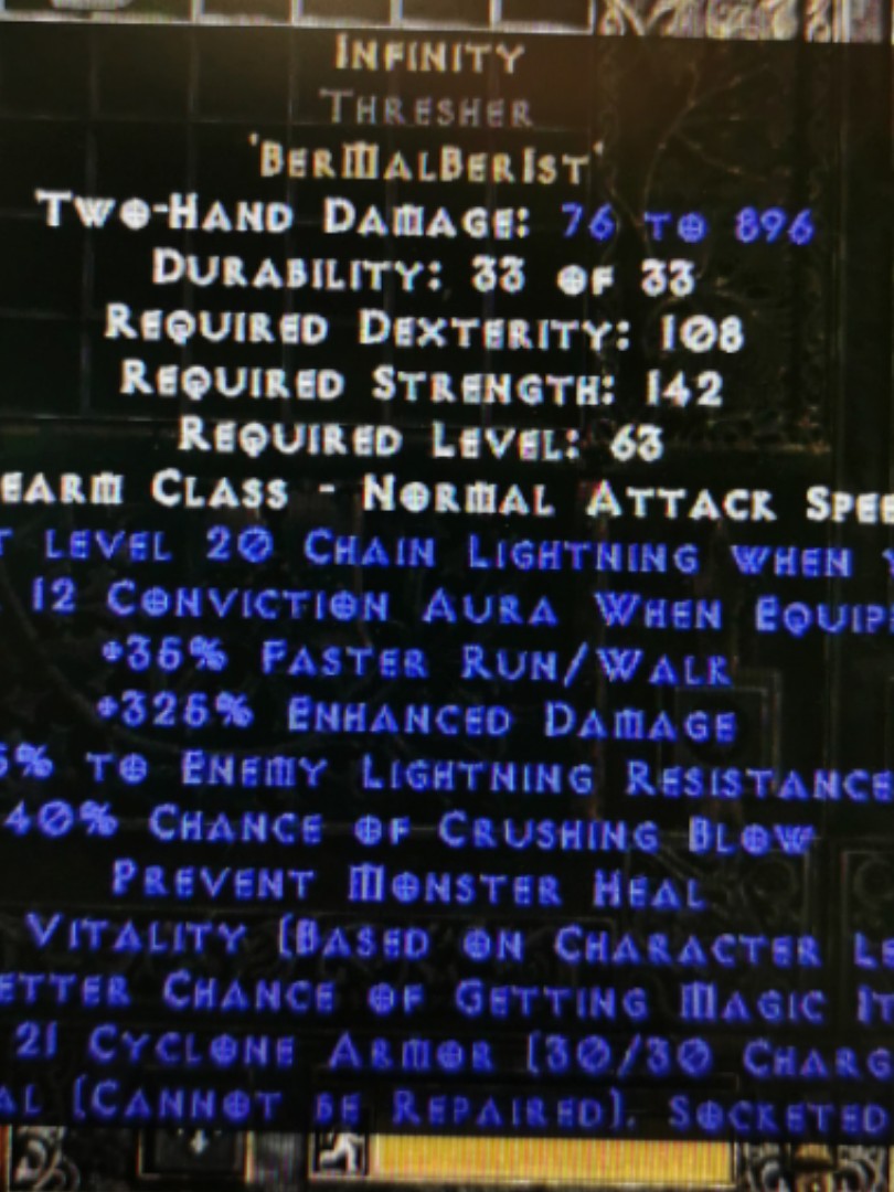 Eth Infinity runeword diablo 2 resurrected d2r combine it yourself pack ...