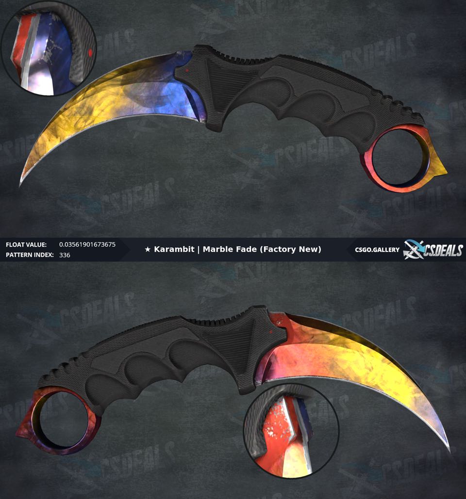 Karambit Marble Fade Piss & Ice CSGO Knife, Video Gaming, Gaming ...